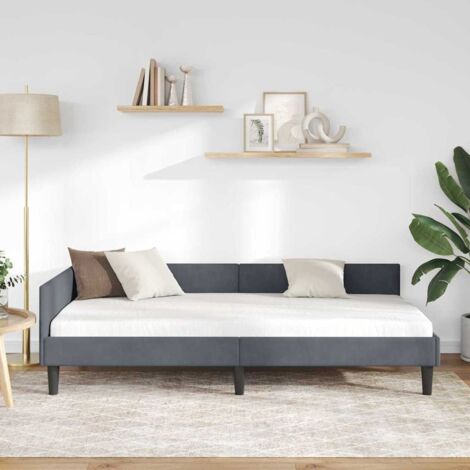 Structure de lit d'angle en velours gris pour petit espace 80x200 ...