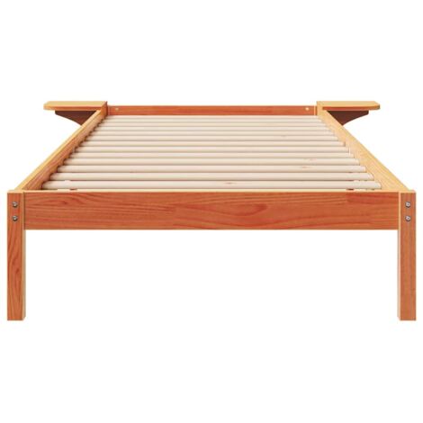 Structure de lit avec rangement et tables de chevet brun cire 80x220cm ...