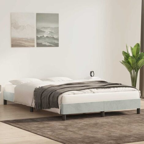Structure de lit robuste 160x210 velours gris contre maux de dos lit ...