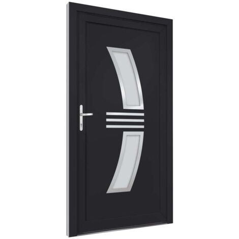 Porte d'entrée Porte De Service contemporain anthracite 88x200 cm PVC 96167