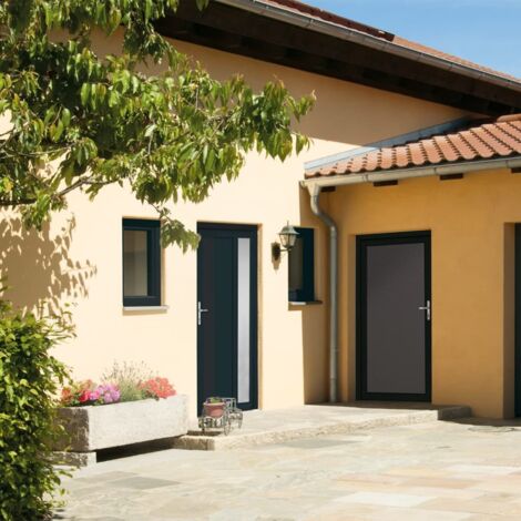 Porte d'entrée Porte De Service contemporain anthracite 98x200 cm PVC 24774