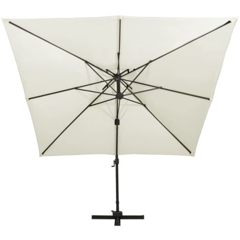 Parasol stable contre le vent double toit structure déportée 300x300 cm ...
