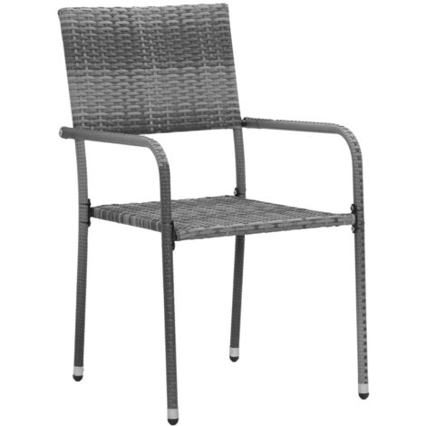 Table et Chaise de Jardin BonneVie BV561202 Résine Tressée Grise 7 pcs ...