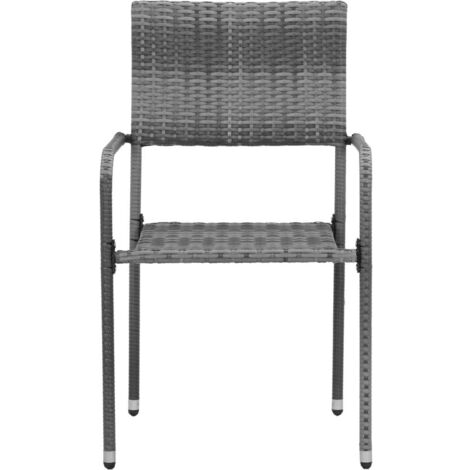Table et Chaise de Jardin BonneVie BV561202 Résine Tressée Grise 7 pcs ...
