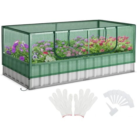 RELAX4LIFE Letto da Giardino Rialzato Galvanizzato 174 x 90 x 71 cm con ...