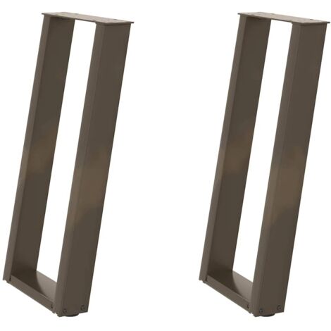 Pieds de table console en U, 2 pièces, acier naturel, 28 x (72-73) cm ...