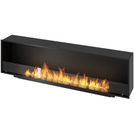 Caminetto a Bioetanolo Inside Black 2000 da Incasso - Nero Opaco, con Vetro, Bruciatore 6L ...