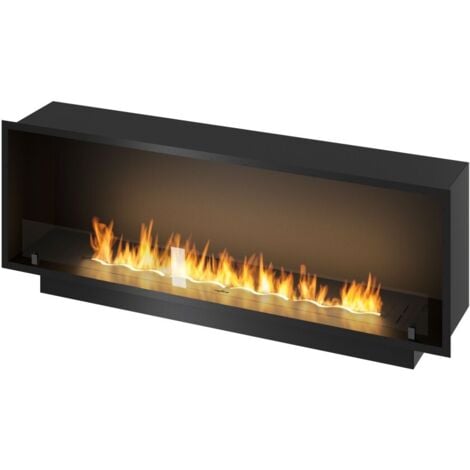 Caminetto a Bioetanolo Inside Black 1500 da Incasso - Nero Opaco, con Vetro, Bruciatore 5L ...