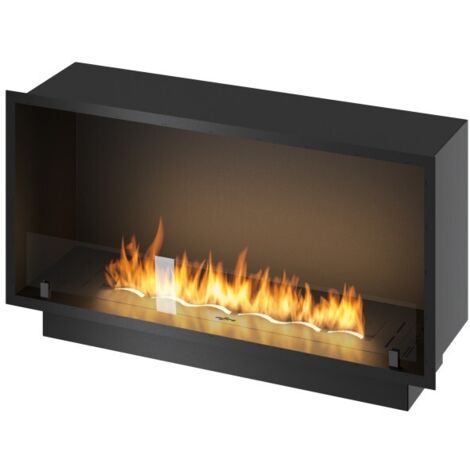 Caminetto a Bioetanolo Inside Black 1000 da Incasso - Nero Opaco, con Vetro, Bruciatore 3L ...