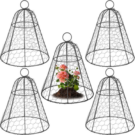 VEVOR Cloche Grillage a Poules en Metal 5 Cloches Protecteurs Plantes ...
