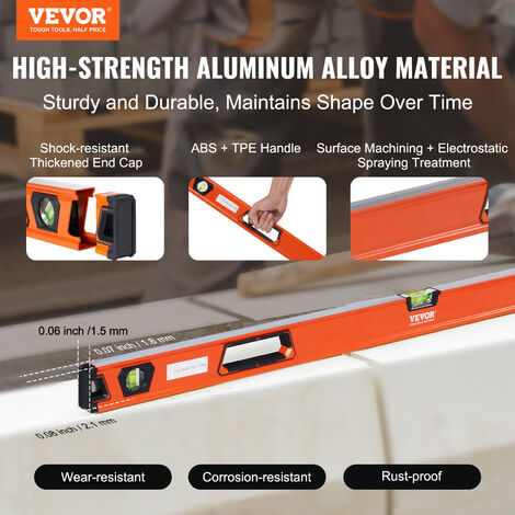 VEVOR Niveau a Bulle Magnetique 1980/1222/915/610/411/249 mm Niveau ...