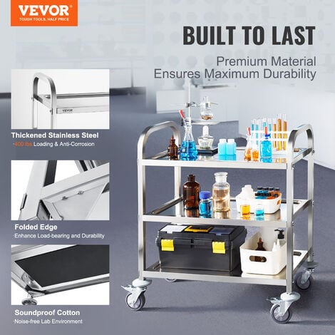 VEVOR Chariot de Laboratoire a 3 Etages Chariot a Service Medical 74x39 ...