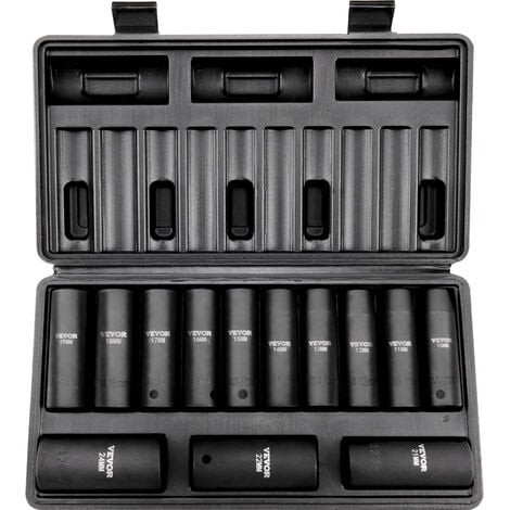 VEVOR Jeu de Douilles a Choc 1/2" Jeu de 13 Douilles a Impact 10-24 mm 6 Pans Acier Allie CR-V ...