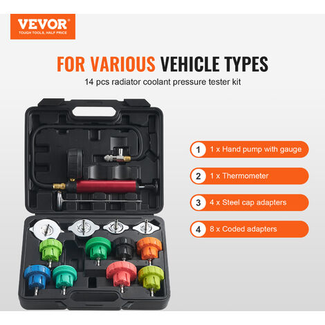 VEVOR 14 PCS Kit de Testeur de Pression du Liquide de Refroidissement ...