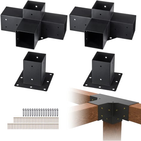 VEVOR Kit Supports de Pergola 4x4 po 10x10 cm Support de Poteau Bois de ...