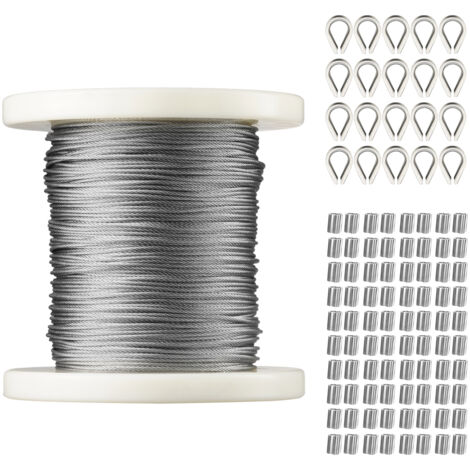 VEVOR Cable Inox 100 m Cable Metallique Acier Inoxydable 1,59 mm Bobine ...