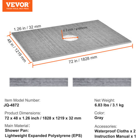 VEVOR Kit de bordure de douche, kit de cuvette de douche 48"x 72" avec ...