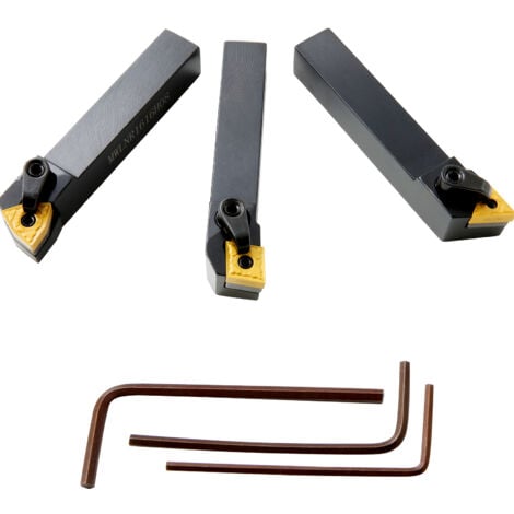 VEVOR Porte-outils de Tournage Indexables, 3PCS Porte-outils de Tour a Metaux CNC 16 mm avec ...