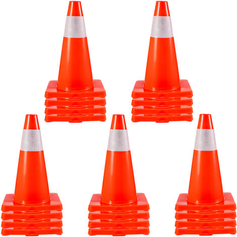 VEVOR Cone Signalisation Reflechissant 20PCs 45,7 cm, Plot de Chantier avec Base en PVC, Cone de ...