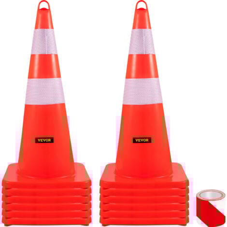 VEVOR Cone Signalisation 12 Pieces 73 cm, Plot de Chantier Orange en PVC, Cone de Securite avec ...