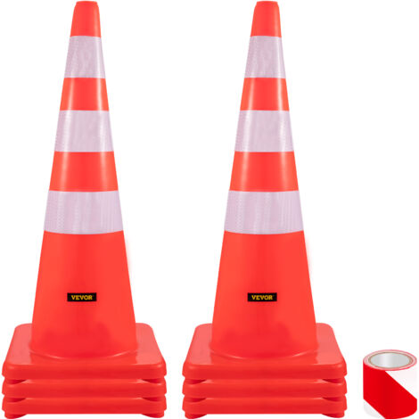 VEVOR Cone Signalisation 6 Pieces 75 cm, Plot de Chantier Orange en PVC, Cone de Securite avec ...