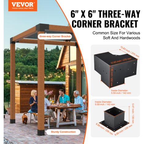 VEVOR Kit Supports de Pergola 6x6 po 15x15 cm Support de Poteau Bois de ...