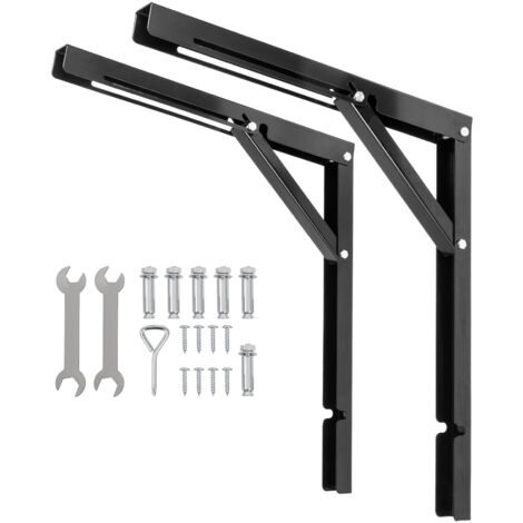 VEVOR Paire de Supports deEtagere Pliante 24" Equerre Murale Noire 2PCS ...