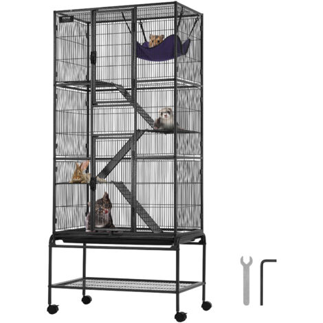 VEVOR Cage en metal sur roulettes de 69 pouces, habitat spacieux a 4 ...
