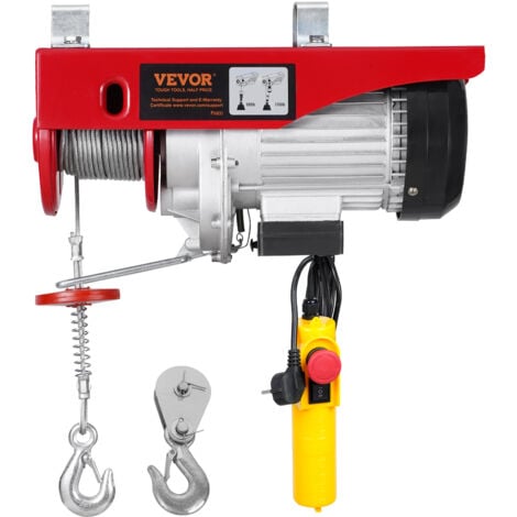 VEVOR Palan Electrique, Charge Double Cable 800 kg, Telecommande Filaire 4,2 m, Hauteur Levage a ...