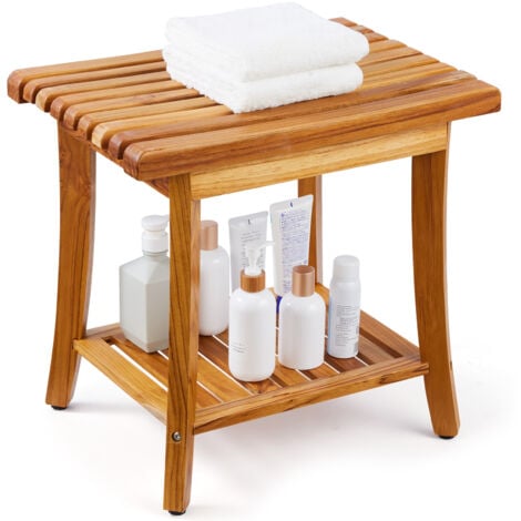 VEVOR Banc de douche en teck, 500 x 363 x 455 mm, tabouret de douche en ...