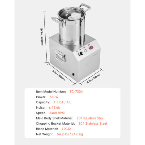 VEVOR Robot Culinaire et Hachoir a Legumes 4 L, Robot Multifonction en ...