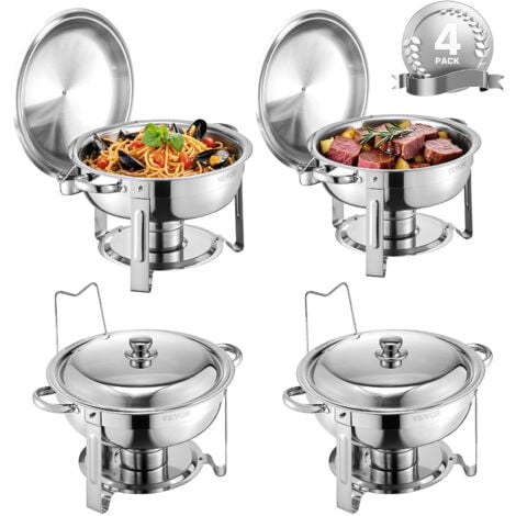 VEVOR Chauffe-Plat 4PCs 4,7 L, Buffet Chauffant Rond, Rechaud en Acier ...