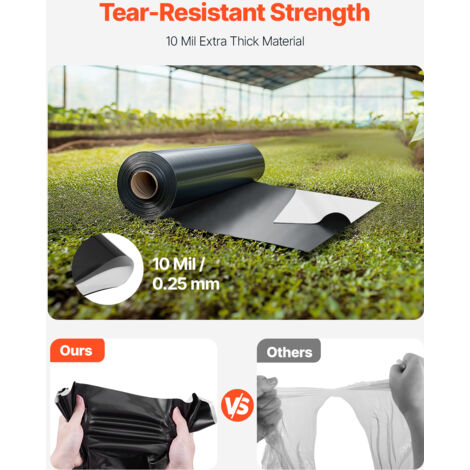 VEVOR Bache en plastique tres resistante, 0,25 mm, rouleau de bache en ...
