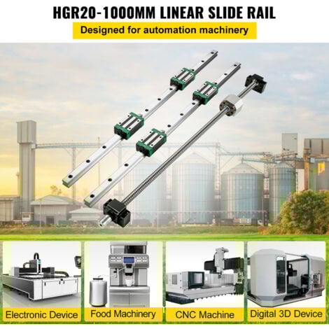 VEVOR Miniature Rail Lineaire Guide HGR20-1000mm Rails et roulements ...