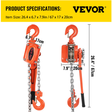 VEVOR Treuil a Levier Manuel 3T 6M Palan a Chaine 3000kg Palan À Chaine ...