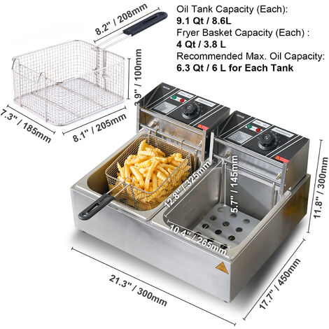 VEVOR Friteuse Electrique Commerciale 20 L Contenant 12 L de lHuile ...