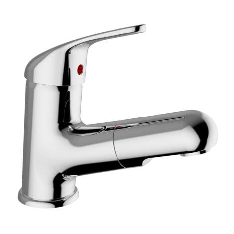 TEOREMA RUBINETTERIA Miscelatore Monocomando Lavabo Con Doccino Estraibile Cromo