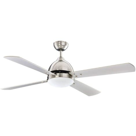 Ventilatore Metallo Cromo Spazzolato 4 Pale E Telecomando A Onde Radio ...
