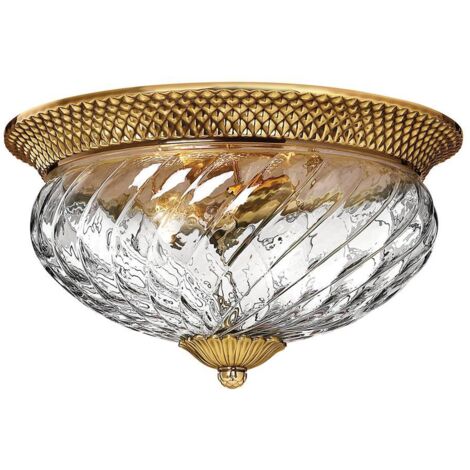 Plafoniera Contemporanea Plantation Ottone Bronzo Brunito Vetro 3 Luci E27