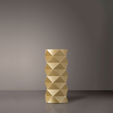 Lampada Da Tavolo Moderna 1 Luce Prisma In Polilux Oro H32 Made In Italy