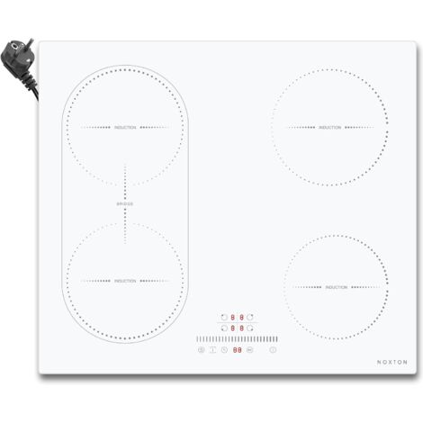 NOXTON White Induction Hob 4 Burners with Flexzone, 60 cm Built-In ...