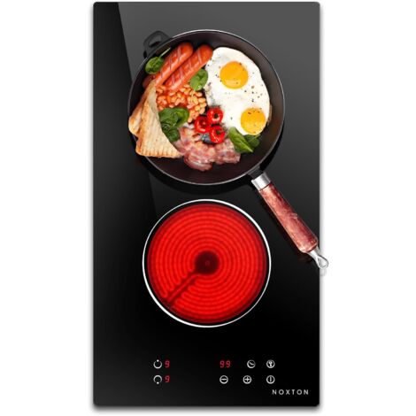 NOXTON Domino 2-Hob Ceramic Hob, 30 cm Built-In Ceramic Hob, 2 Burners with Touch Control, Child ...