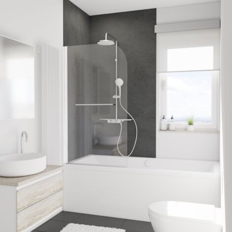 Pare-baignoire pliant 80 x 140 cm, verre 5 mm anticalcaire, profilé ...