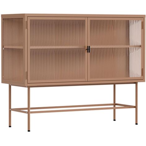 Modernes 2-türiges Sideboard 110 cm aus Metall und braunem Glas
