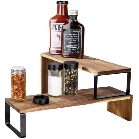 Wenko 2-Level Acacia Wood and Metal Kitchen Storage Panel
