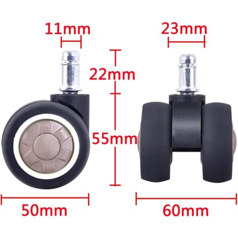 LYCXAMES - 2 Zoll TPR Zwei Räder Leise Rollen Möbelrollen Bürostuhl ...