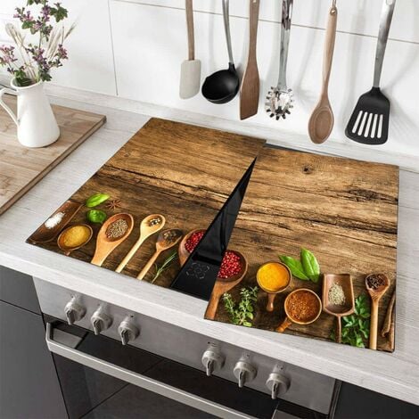 Set of 2 Glass Chopping Cutting Board Induction Ceramic Hob Cover Worktop Saver Spice