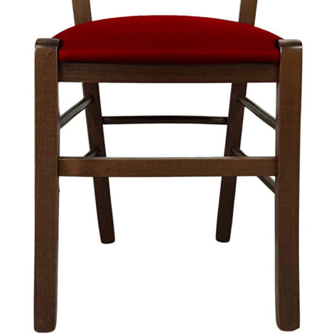 Silla country de madera de nogal oscuro con asiento tapizado en ecopiel ...