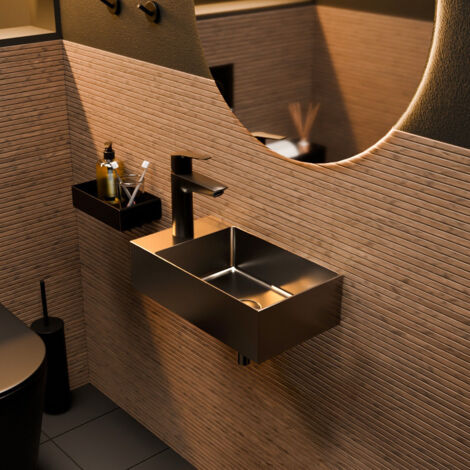 Ceramia Lavabo compatto Timeless in Acciaio Inox 304, 40x22x11 cm, gun ...