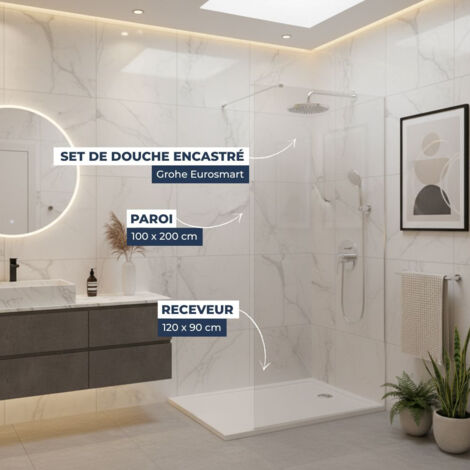 Grohe Set doccia COMPLETO – Parete Walk-In 100x200 cromo + set incasso ...
